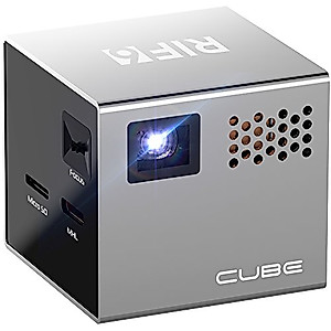 RIF6 CUBE Mini Projector - 2 inch Portable Handheld Projector Screen with Built In Speakers and HDMI Input for SmartPhone, Gaming and Home Movie Theater - Pocket Video Projectors with Full LED Display