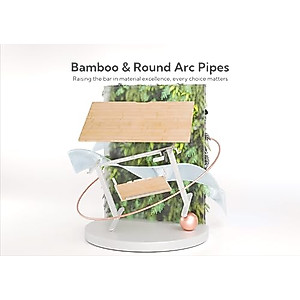 INNOVAR Bamboo Electric Standing Desk, 48×24 Inch Adjustable Desk with Keyboard Tray, Stand up Home Office Desk with Whole-Piece Board, White Frame/Bamboo Top