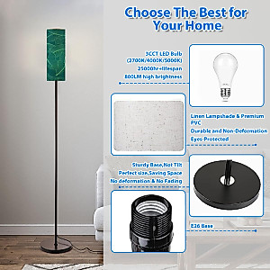 RZNTJHUINA Modern Standing Lamps Vintage Rustic Palm Pattern Minimalist Floor Lamp Metal Pole Lamp with Linen Lampshade for Bedroom Living Room Office Nursery Reading Beach House Decor Foot Switch