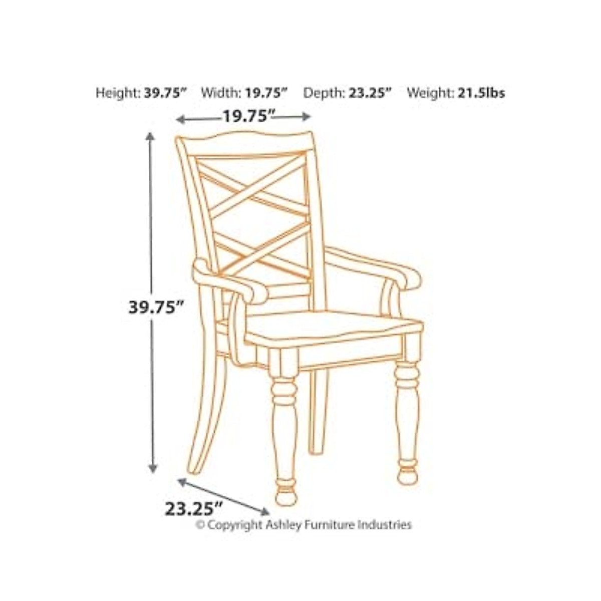 Signature Design by Ashley Porter Traditional Hand Finished Rustic Dining Arm Chair, Set of 2, Brown