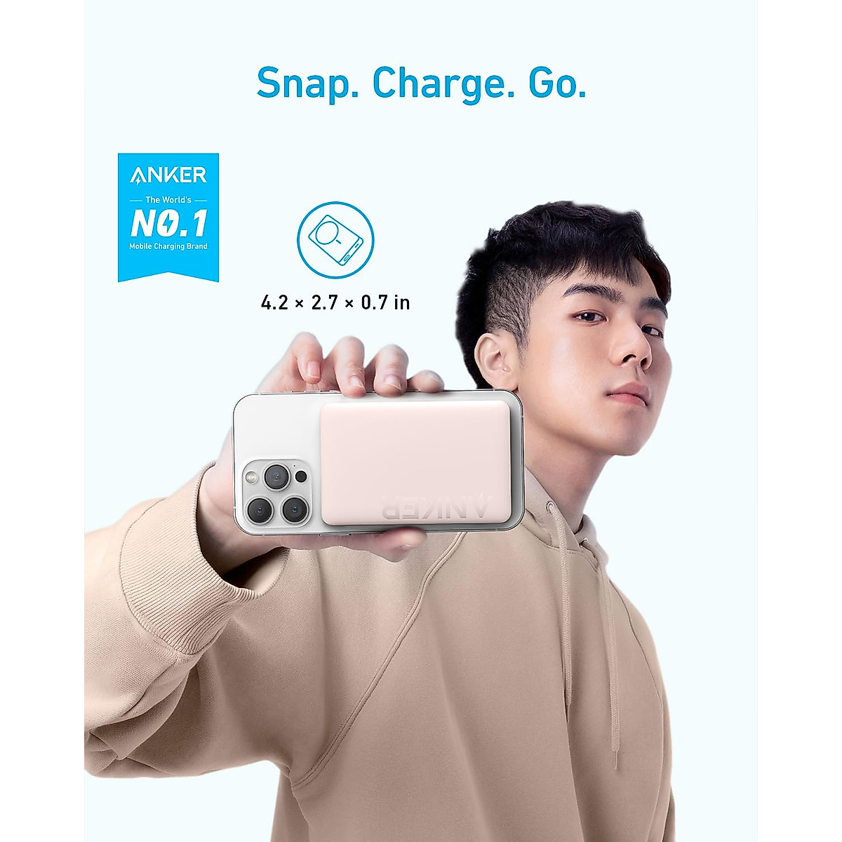 Anker Magnetic Power Bank 10,000mAh, Wireless Portable Charger, 20W Fast Charging Battery Pack with USB-C, Magsafe-Compatible with Magsafe,iPhone 15/15 Plus/15 Pro/15 Pro Max, iPhone 14/13/12 Series