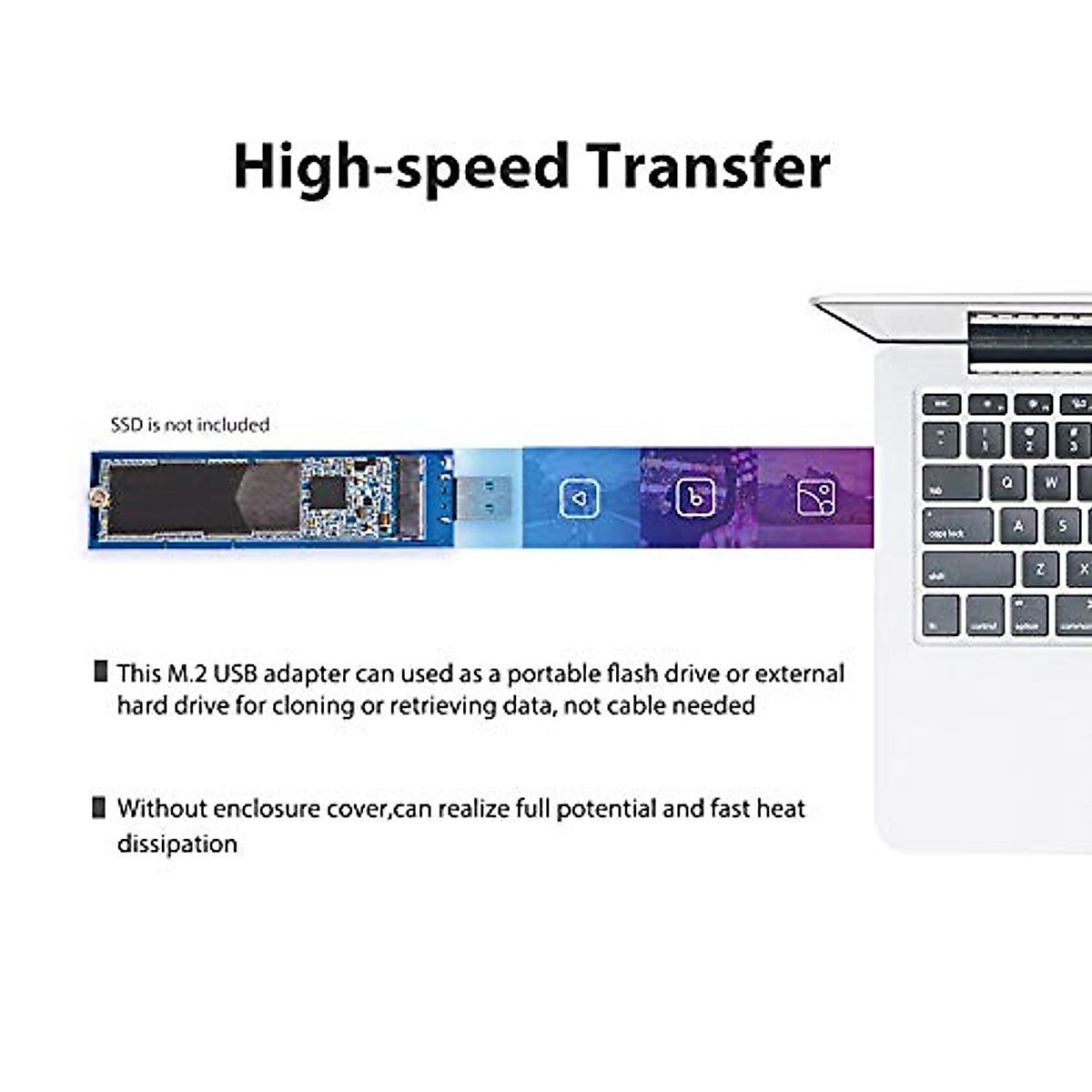 JESOT M.2 to USB Adapter, B Key M.2 SSD to USB 3.0 Reader Card, NGFF SATA Converter Support SATA Based SDD 2230 2242 2260 2280 No Cable Needed