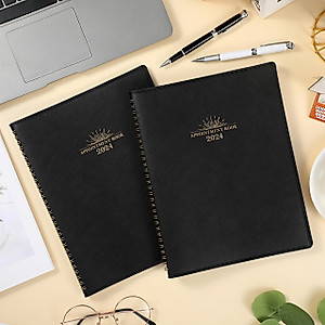 2024 Appointment Book/Planner - Weekly Appointment Book/Planner 2024, Jan 2024 - Dec 2024, 8"x 10", 2024 Daily/Hourly Planner with Tabs, 15-Minute Interval, Flexible Soft Cover - Black