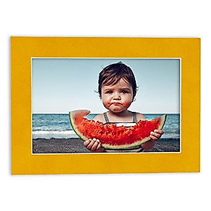 8.5x11 Mat Bevel Cut for 5x6 Photos - Acid Free Bright Yellow Precut Matboard - For Pictures, Photos, Framing - 4-ply Thickness