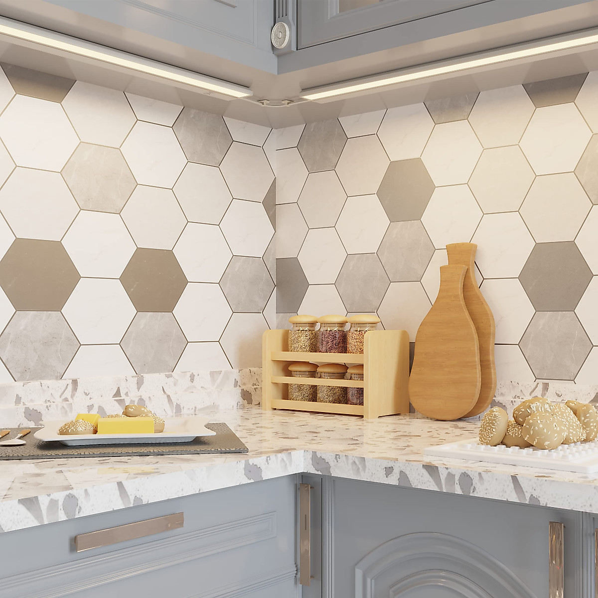 LAGOM 22" Direct Wire Dimmable LED Under Cabinet Lights, Selectable 2700K/4000K/5000K, Selectable Brightness, White Finish, UC0122WH27