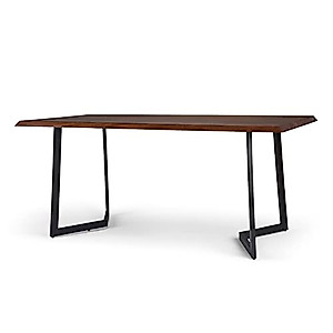 SIMPLIHOME Watkins SOLID MANGO WOOD 72 inch x 36 inch Rectangle Industrial Contemporary Dining Table with Inverted Metal Base in Dark Brown, for the Dining Room and Kitchen, Industrial Contemporary