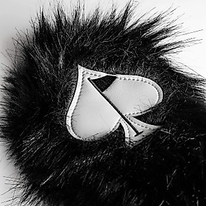 Pins & Aces Black Fuzzy Golf Head Cover - Premium, Hand-Made Faux Hair Headcover - Funny, Tour Quality Golf Club Cover - Style and Customize Your Golf Bag (Driver)