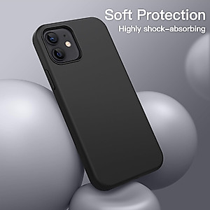 JETech Silicone Case for iPhone 12 Mini 5.4-Inch, Silky-Soft Touch Full-Body Protective Phone Case, Shockproof Cover with Microfiber Lining (Black)