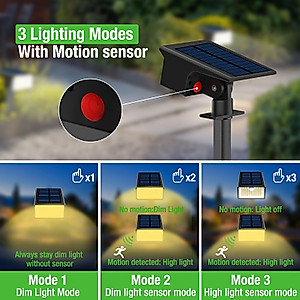 [3 Pack & 62LED]Solar Spot Lights Outdoor Motion Sensor, 3 Modes Motion Sensor Outdoor Lights 2-in-1 Solar Landscape Spotlights LED Solar lights for Outside Yard Garden Wall Pathway Walkway,Warm White