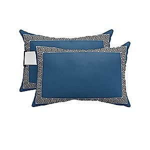 Recliner Head Pillow Ledge Loungers Chair Pillows with Insert Chinese Style Pattern Blue Background Lumbar Pillow with Adjustable Strap Outside Patio Decorative Garden Cushion for Bench Couch, 2 PCS