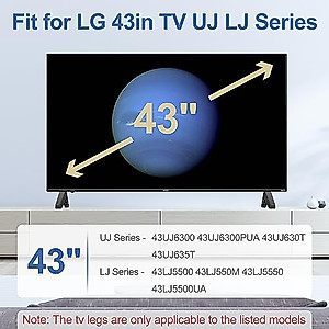 TV Legs for LG 43in TV UJ LJ Series, Compatible with LG TV Stand Replacement Base 43UJ6300 43UJ6300PUA 43UJ630T 43UJ635T 43LJ5500 43LJ550M 43LJ5550 43LJ5500UA with Screws
