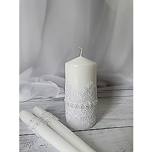 Magik Life Unity Candle Set for Wedding - Wedding Accessories for Reception and Ceremony - Candle Sets - 6 Inch Pillar and 2 10 Inch Tapers - Decorative Pillars White
