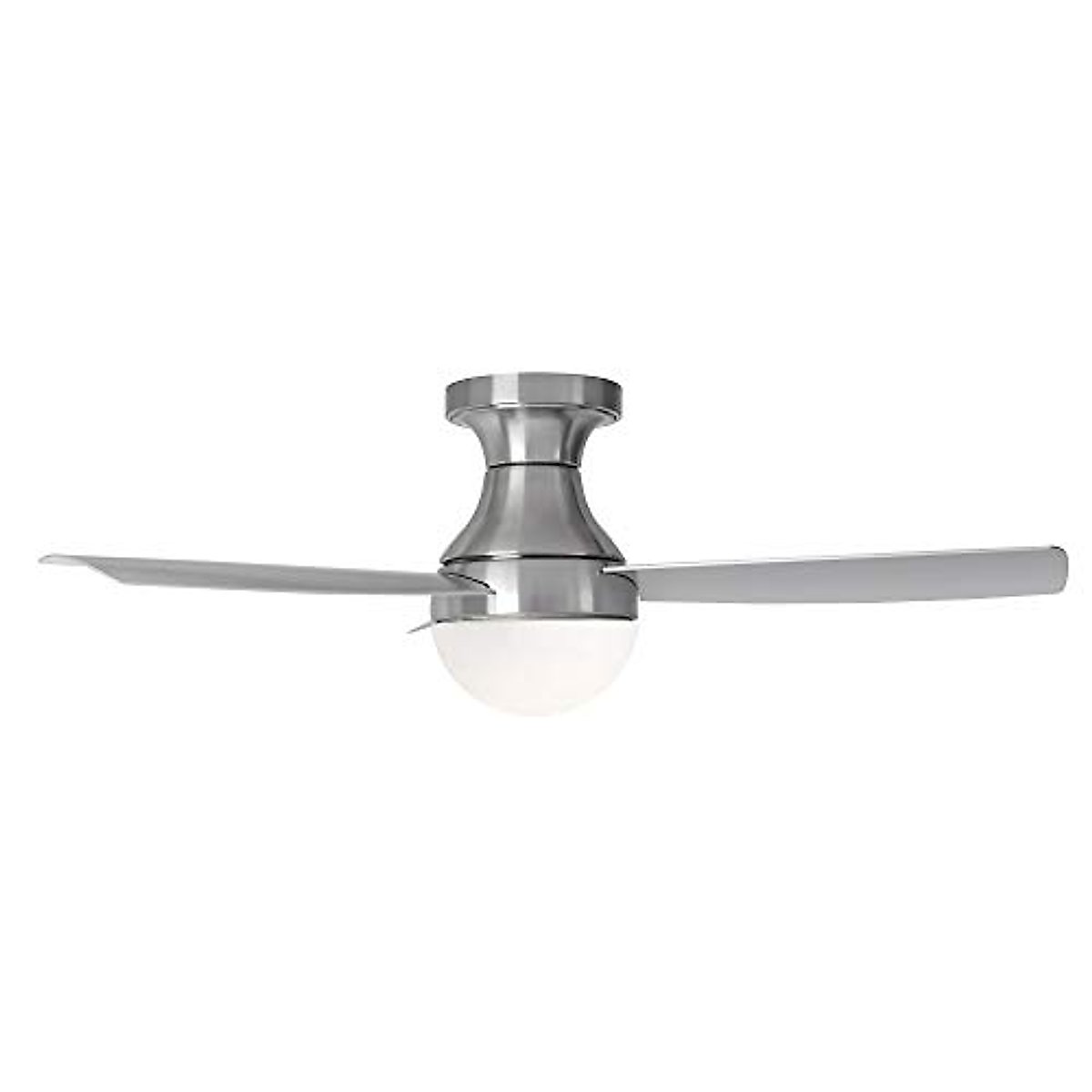 WAC Smart Fans Orb Indoor 3-Blade Flush Mount Ceiling Fan 44in Brushed Nickel with 3000K LED Light Kit and Remote Control works with Alexa and iOS or Android App