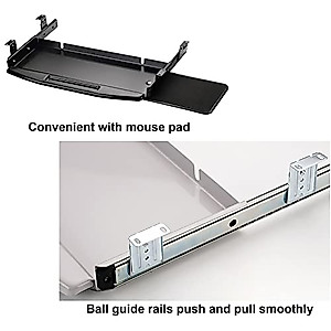 Keyboard Stand, Sliding Keyboard Tray, Under Desk Slide Out Keyboard Holder Drawer Slide, Keyboard Drawer Under Desk with Mouse Platform