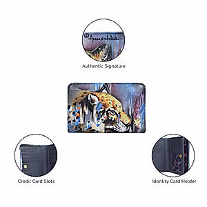 Anuschka Hand-Painted Women’s RFID Genuine Leather Two Fold Organizer Wallet - Enchanted Garden