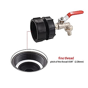 Wantmatch 275-330 Gallon IBC Tote Tank Adapter, Fine Thread + Brass Spigot faucet,Replacement Valve Fitting for Garden Hose Connection to IBC Tote