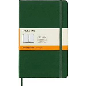 Moleskine Classic Notebook, Hard Cover, Large (5" x 8.25") Ruled/Lined, Myrtle Green, 240 Pages