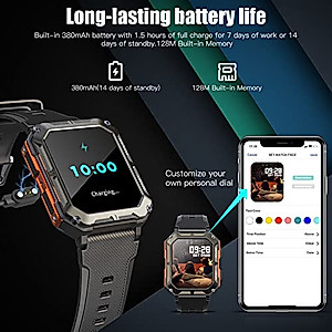 Dico Das Smart Watches with Bluetooth Call,Fitness Tracker Watch with Heart Rate Blood Pressure Sleep Monitor for iPhone/Android Phone,IP68 Waterproof and 123 Sports Modes (Orange)