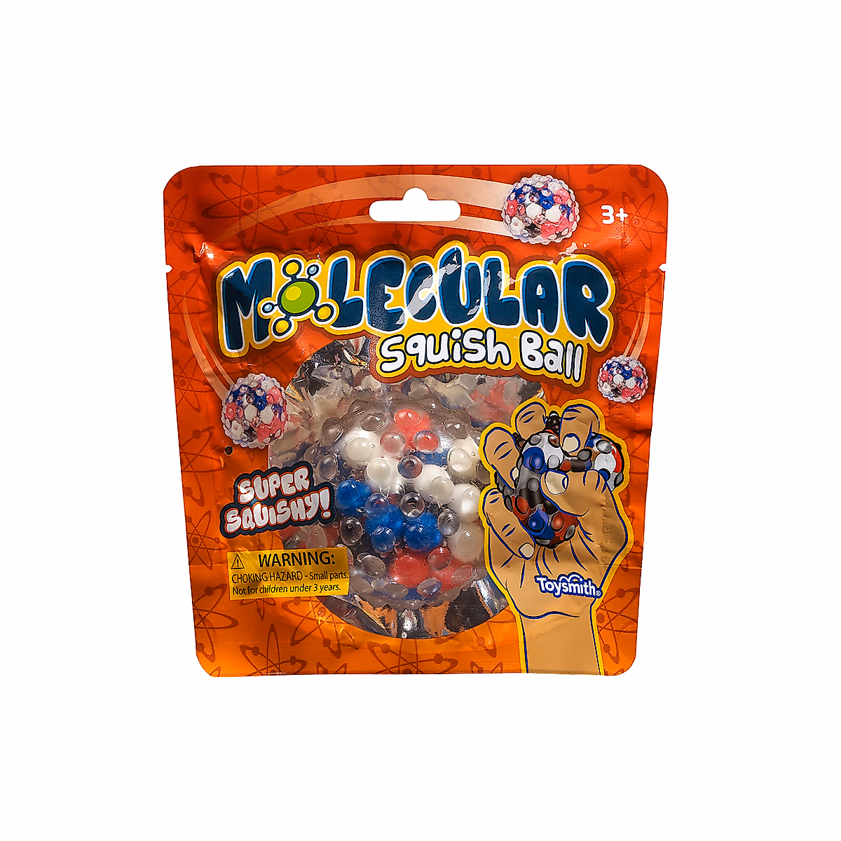 Toysmith Molecular Squish Ball, Tactile Play, Fidget Toy, Sensory Fidgets, for Boys and Girls Ages 3+