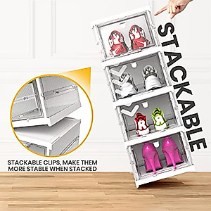 Utopia Home 3 Layers Foldable Shoe Organizer,Clear Plastic Stackable Shoe Organizer for Closet,Space Saving Shoe Storage Box,Foldable Shoe Storage Cabinet