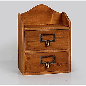 ZSEDP 1 Pc Household Storage Decoration Wood Cosmetic Box Vintage Wooden Storage Case Drawer Makeup Storage Box