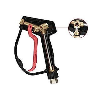 Sooprinse High Pressure Washer Gun 4000psi, High Pressure Spray Gun with 5 Quick Connect Nozzles,G1/4 Quick Connector Outlet with 3 pcs inlet adapters G3/8 quick connector, M22-14mm, M22-15mm