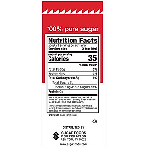 N'Joy Sugar Canister | 20 Ounce, Pack of 6 | 100% Pure Granulated Sugar| Easy Pour Lid, Bulk Size