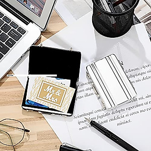 2 Pcs Business Card Holder Suitcase Aluminum Business Card Case with Waterproof Pocket Credit Card Holder for Men Business Card Organizer ID Cards Aluminum Briefcase Gift for Woman (Black, White)