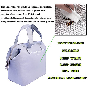 Lovyan Reusable Insulated Lunch Bag Stylish Bento Lunch Bag Water-resistant Lunch Tote Bag Lunch Box Containers for Women Men Adults Work Picnic (Grey)