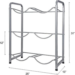 KAX 5-Gallon Water Bottle Holder 6 Trays Water Jug Rack 3-Tier Water Bottle Rack Reinforced Steel Rack for Water Storage Water Bottle Storage Rack for 6 Bottles, Black