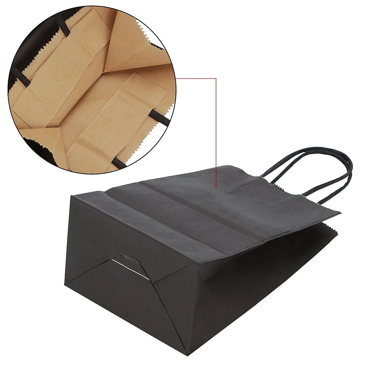 Ronvir 100Pcs Small Gift Bags 5.25x3.25x8 Inches Black Gift Bags With Handles Kraft Paper Gift Bags Bulk For Business, Shopping, Party Favor, Goodie, Treat, Candy, Christmas, Wedding, Halloween