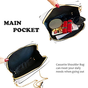 KUANG! Women Retro Cassette Shoulder Bag Tape Shaped Recorder Crossbody Purse Elegant Banquet Evening Handbag for Girls