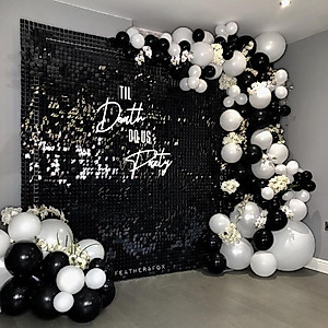 Black and White Balloon Arch Kit, ADOINBY 140Pcs Black and White Durable Latex Balloons 18 12 10 5 Inch Different Size Balloons for Birthday Anniversary Wedding Engagement Graduation Party Decorations