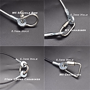 Bytiyar 10 pcs 20 inch (50cm) 3mm Thickness Galvanized Steel Wire Cable Eyelets Ended Short Rope Lanyard Safety Tether Chain Lock with Vinyl Coated Cover Black