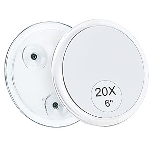 MIYADIVA 20x Magnifying Mirror, Small Magnifying Mirror with Suction Cup, Magnified Mirror, Close Up Mirror for Precise Details of Makeup, Super Magnification, 6" Dia