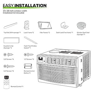 Magshion 8000 BTU Window Air Conditioner with Remote & App Control, 6 Modes – Cool, Dry, Auto-Restart, Fan, Sleep, Cools Rooms up to 350 Sq. Ft., Quiet AC Unit with Easy Install Kit