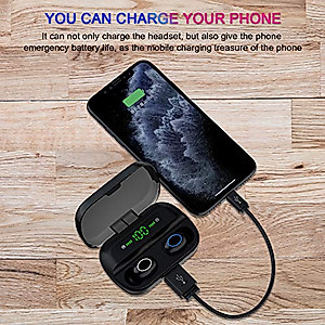 Wireless Earbuds Bluetooth Headset with Microphone Sports Headset Touch TWS Stereo Headset in-Ear Bluetooth 50H Playtime Charging Box, Sports, Exercise, Easy Pairing, Mobile Power(Q67)