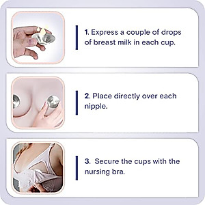 Original Silver Nursing Cups, RUVALINO® Breastfeeding Essentials Nipple Shields for Nursing Newborn, Nipple Cover for Breastfeeding, Healing Cups for Sore Nipple Relief, No Need Nipple Cream (Regular)