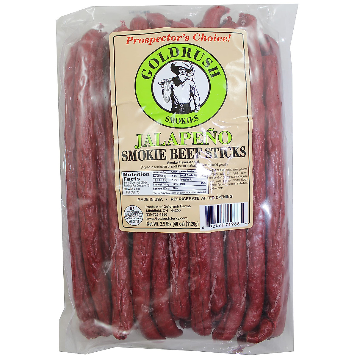 Gold Rush Jalapeno Beef Sticks 2.5 lb. Bag