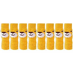 VILLCASE Pet Leg Warmers Knitted - 4PCS Thick Elastic Cute Dog Hock Protector Covers Warm Puppy Leg Sleeves for Small Medium Dogs Cats (Yellow)