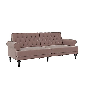 Novogratz Cassidy Upholstered Futon, Blush Velvet