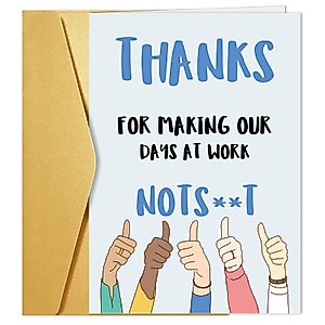 Funny Thanks Cards for Boss Manager Colleagues, Cute co-worker Leaving Card Retirement New Job Gift Cards, Funny Christmas Gifts for Employees from Boss , Thanks For Making Our Days At Work Not Shit