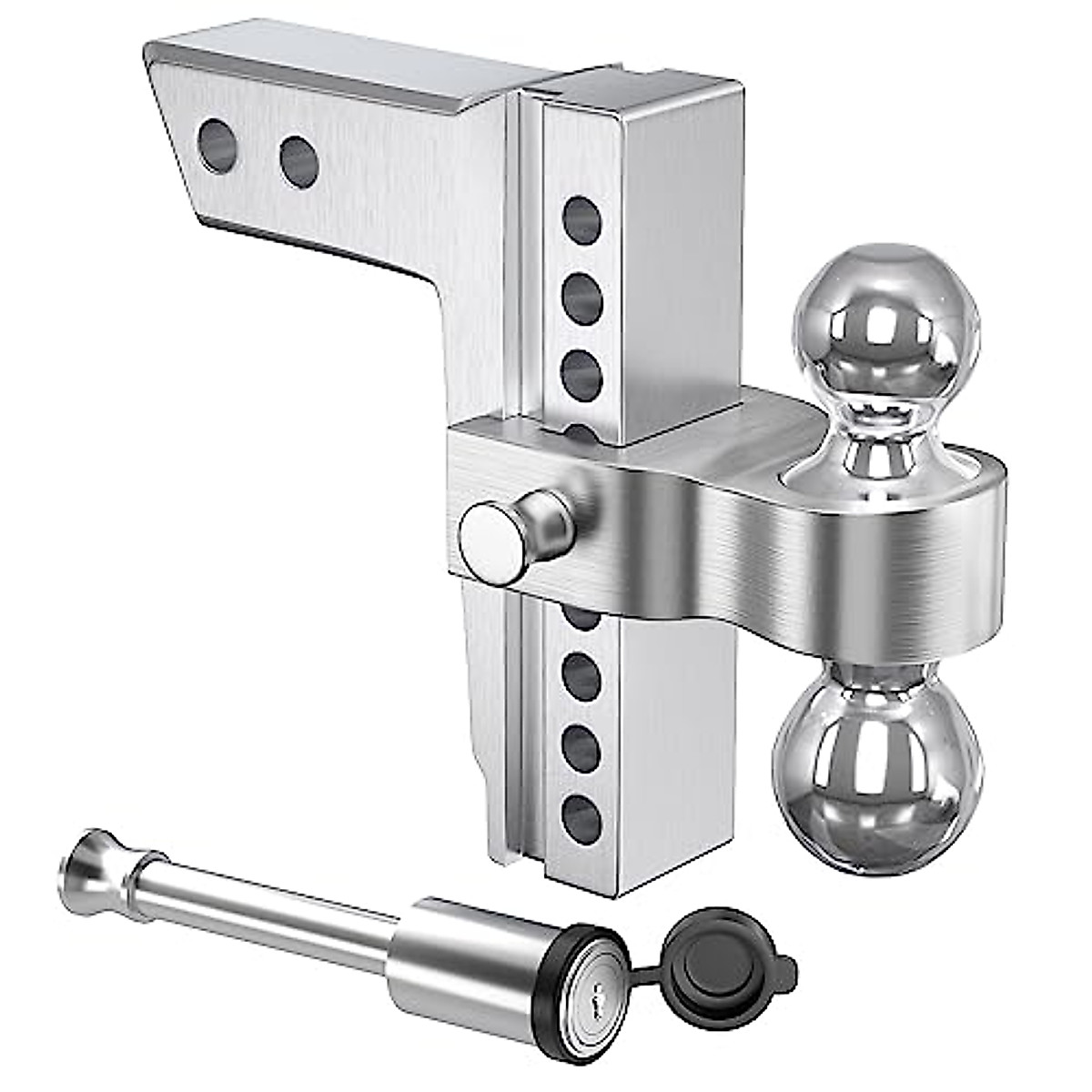 CROSSHIP Adjustable Trailer Hitch Ball Mount-Fit 2.5" Receiver, 8 Inch Drop/Rise Aluminum Drop Hitch with 2'' & 2-5/16'' Solid Dual Balls 18,500 LBS GTW-Tow Hitch for Heavy Duty Truck with Double Lock