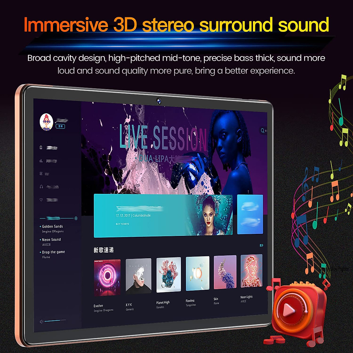 10.1 inch S15 Tablet, 4+32G Full Screen Tablets with Dual SIM Card Slots, Android 8, 1280x800 HD, WiFi, Bluetooth, GPS, 2MP/5MP Camera (Black)