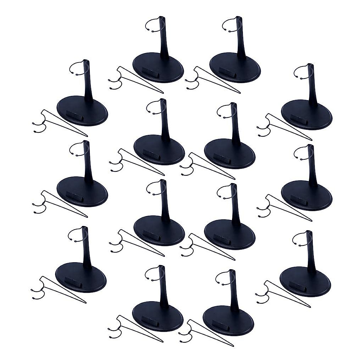 LoveinDIY 14-Packs 12 inch Dolls Stand Plastic Action Figure Stand 1/6 Scape U & Shape Action Figures Base Display Stand for Figures Black