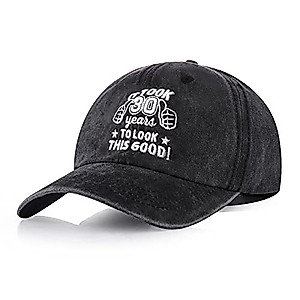 30th Birthday Gifts for Men Women, Vintage 30th Happy Birthday Gift Ideas Baseball Caps Adjustable, Funny 30th Washed Cotton Hats for Him Her Uncle Aunt Friends