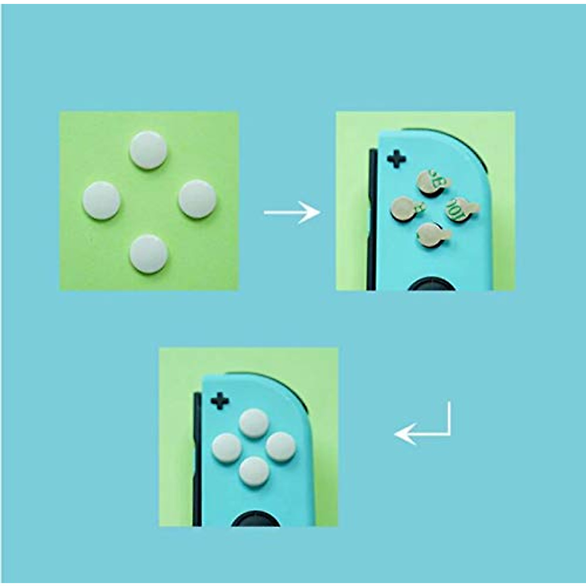 ABXY Button Sticker D-pad Move Direction Key Cross Button Cover Cap Thumb Grips Replacement for Nintendo Switch NS Joy-con Controller (Color 1)