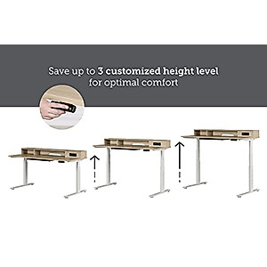 South Shore Majyta Adjustable Height Standing Desk with Built In Power Bar Soft Elm and Matte Black, Contemporary