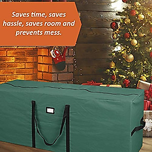 Primode Christmas Tree Storage Bag | Fits Up to 9 Ft. Tall Disassembled Tree | 25" Height X 20" Wide X 65" Long | Durable 600D Oxford Material | Heavy Duty Xmas Storage Container (Green)
