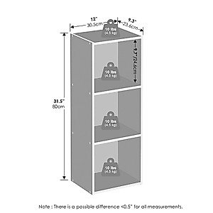 Furinno Reed 3-Tier Open Shelf Clothing & Closet Storage Organization, White